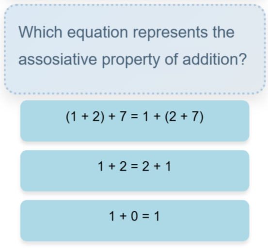 Properties of addition Quizzes - Tests for Grade 1 2 3 4 5